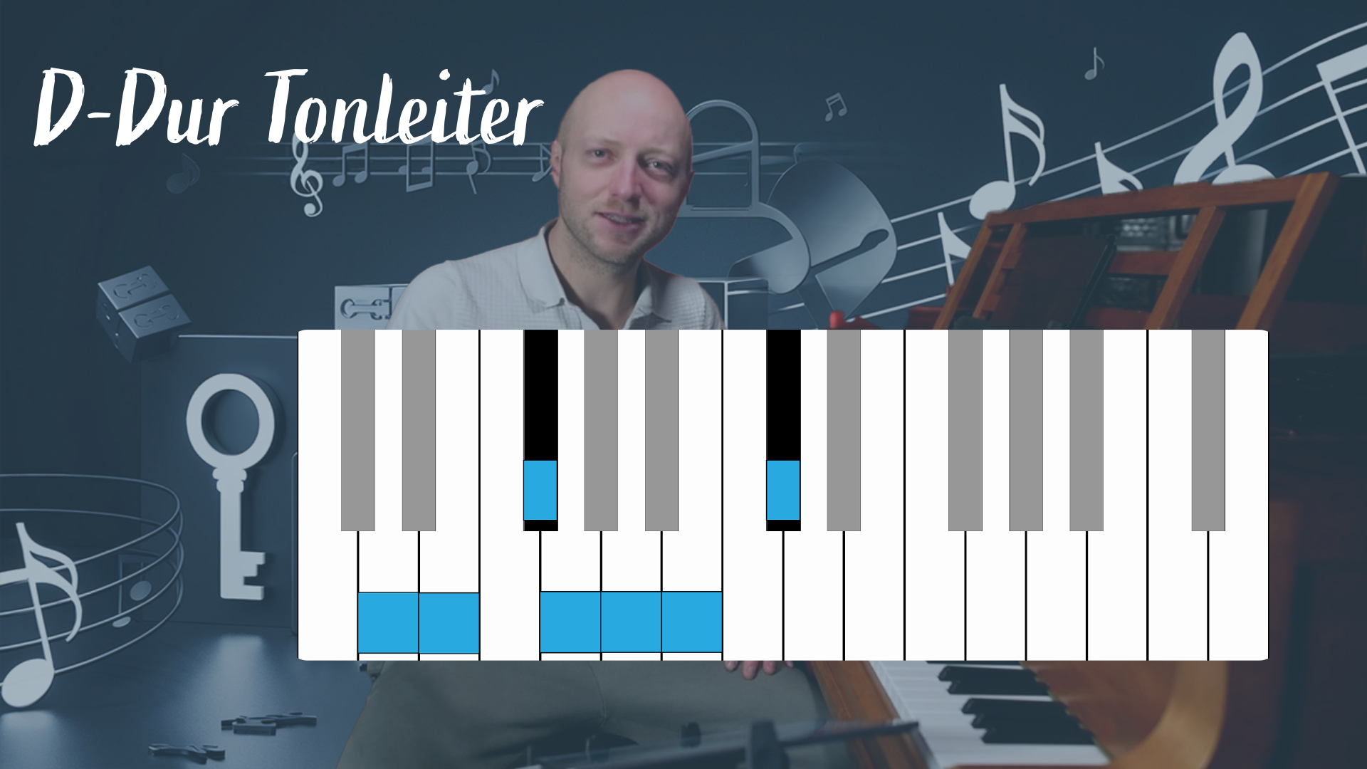 D Dur Tonleiter am Klavier lernen - Anleitung & Fingersatz